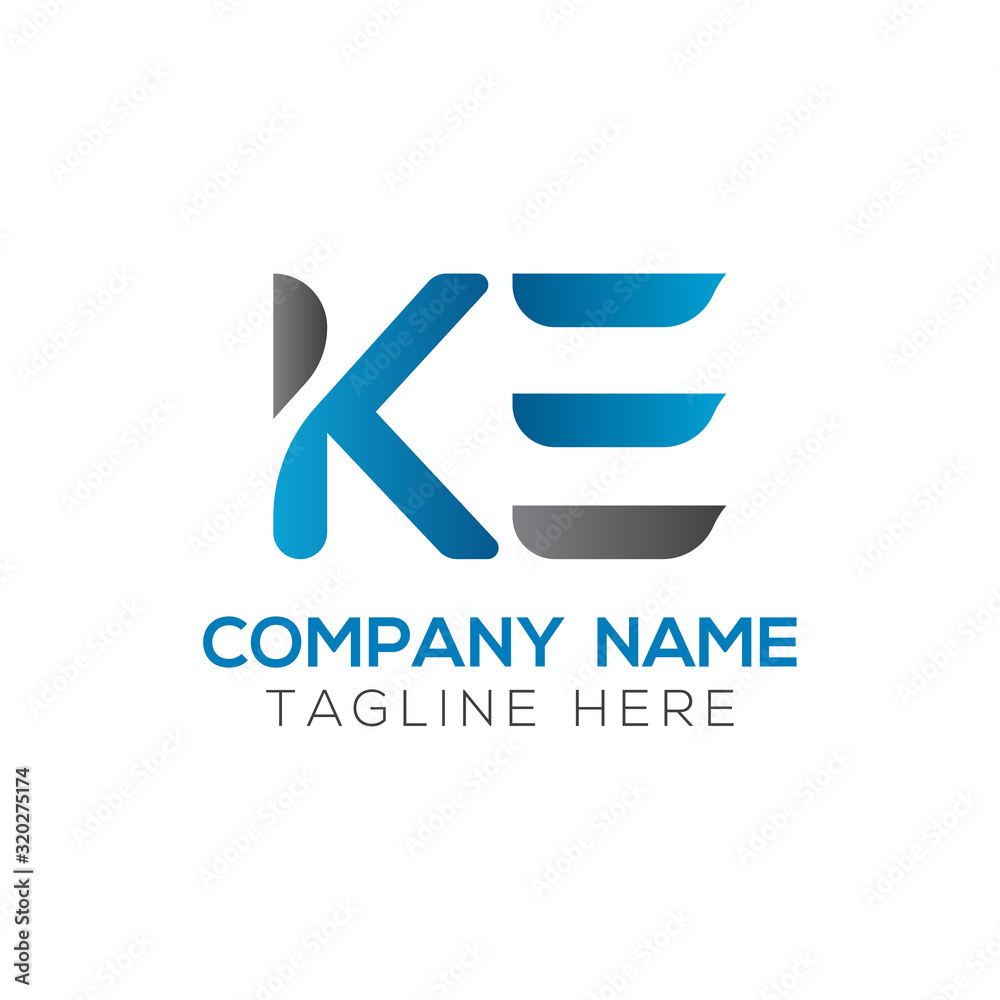 Initial Alphabet KE Logo Design vector Template. Linked Letter KE Logo ...