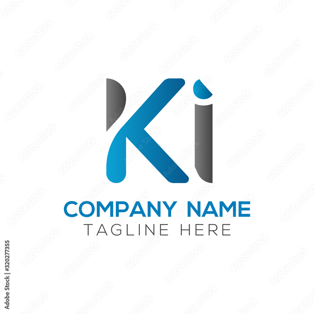 Initial Alphabet KI Logo Design vector Template. Linked Letter KI Logo ...