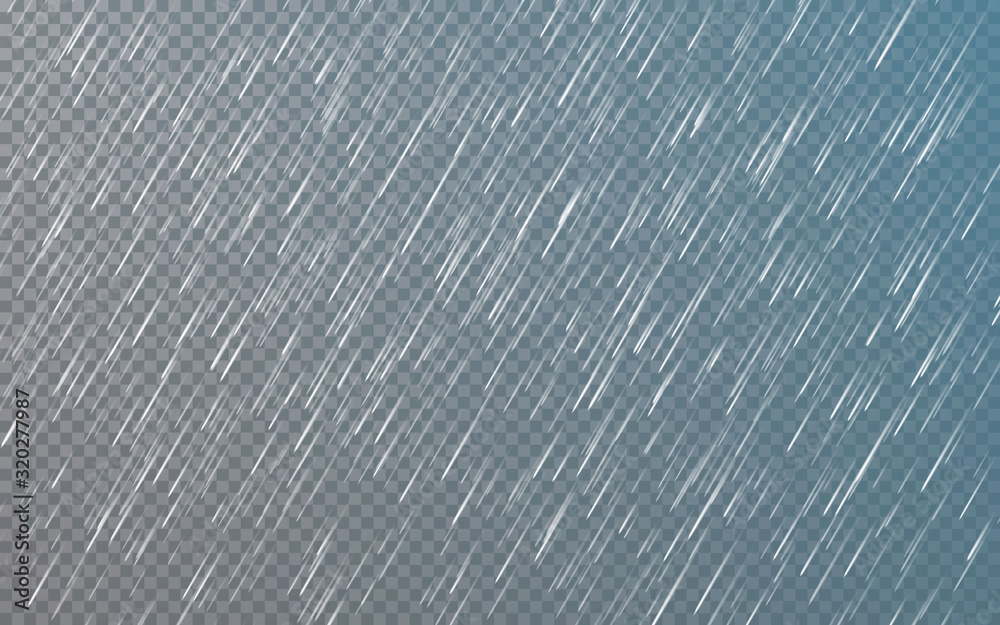 Rain drops on transparent background. Falling water drops. Nature ...