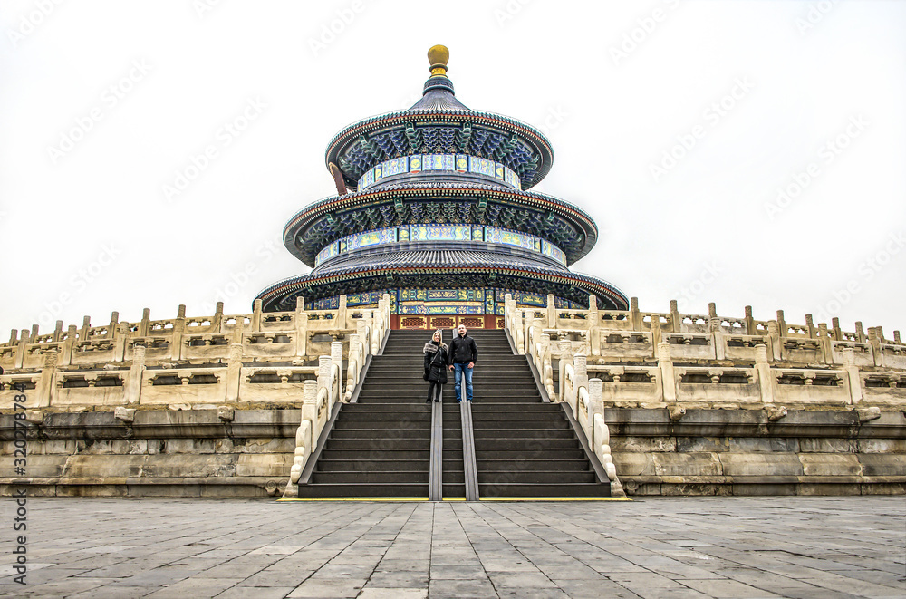 Yound Couple in front of the Temple of Heaven imperial complex of ...