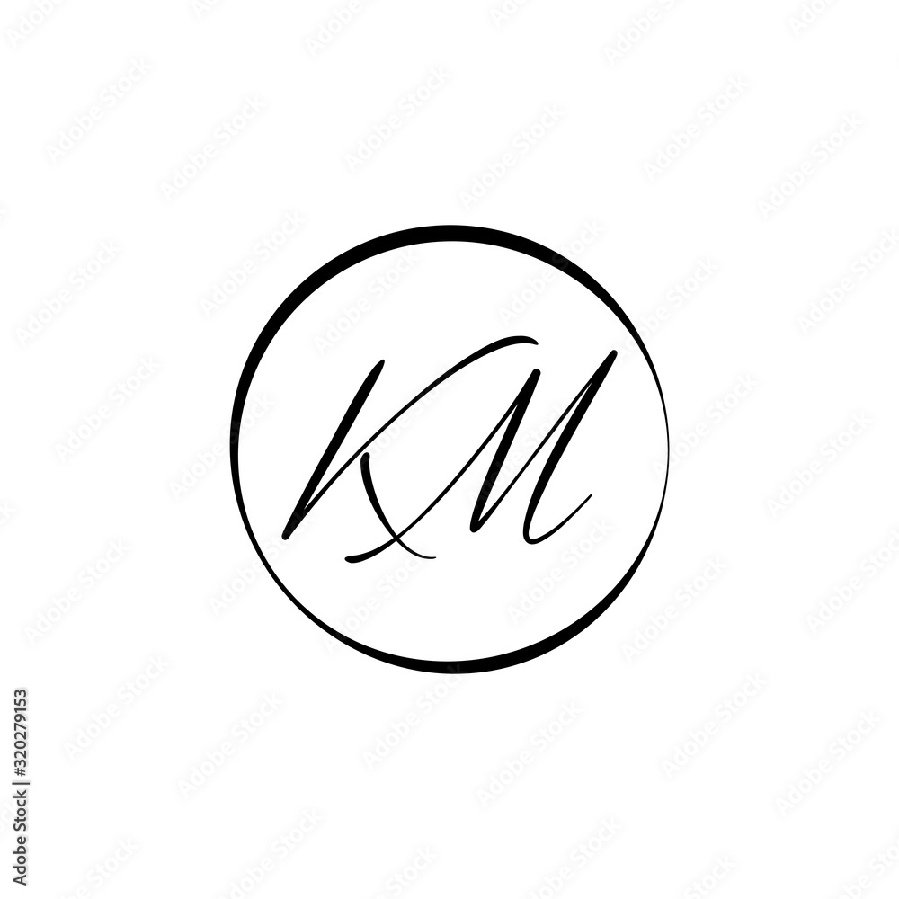 Initial Alphabet KM Logo Design vector Template. Linked Letter KM Logo ...