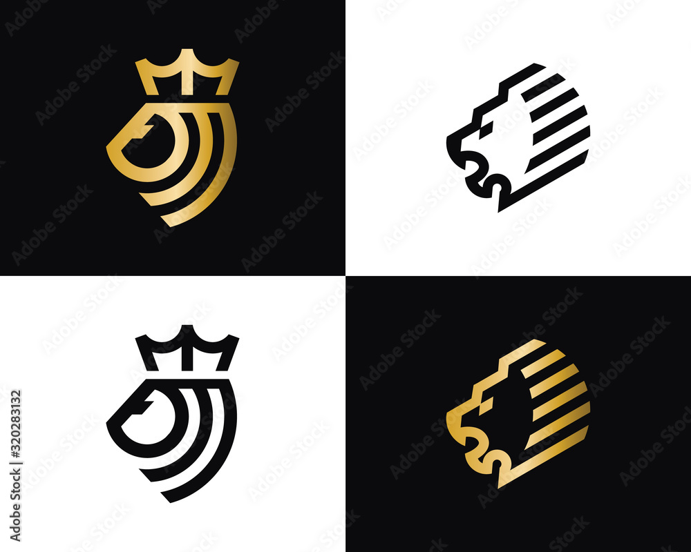 Lion logo set - vector illustrations. Lion logo. Lion logo for sale ...
