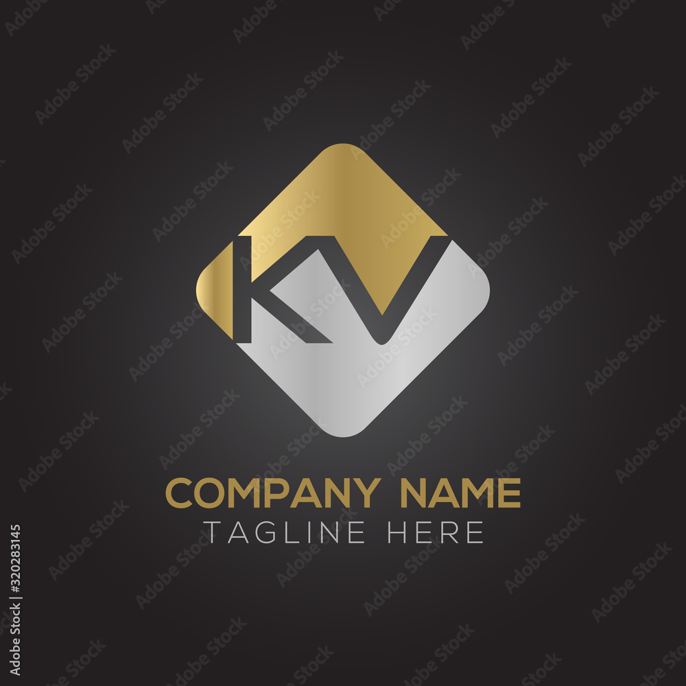 Initial Alphabet KV Logo Design vector Template. Linked Letter KV Logo ...