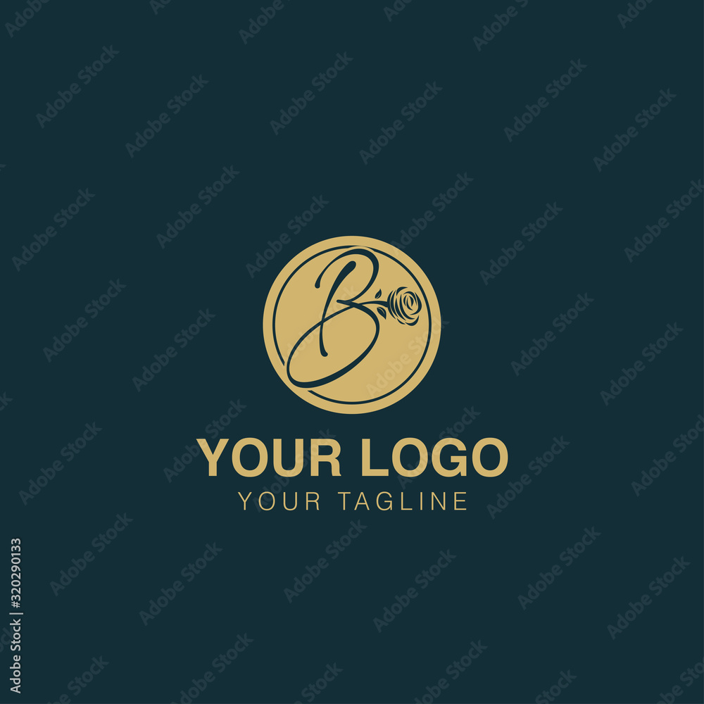 Initial letter B alphabet rose round logo Stock Vector | Adobe Stock