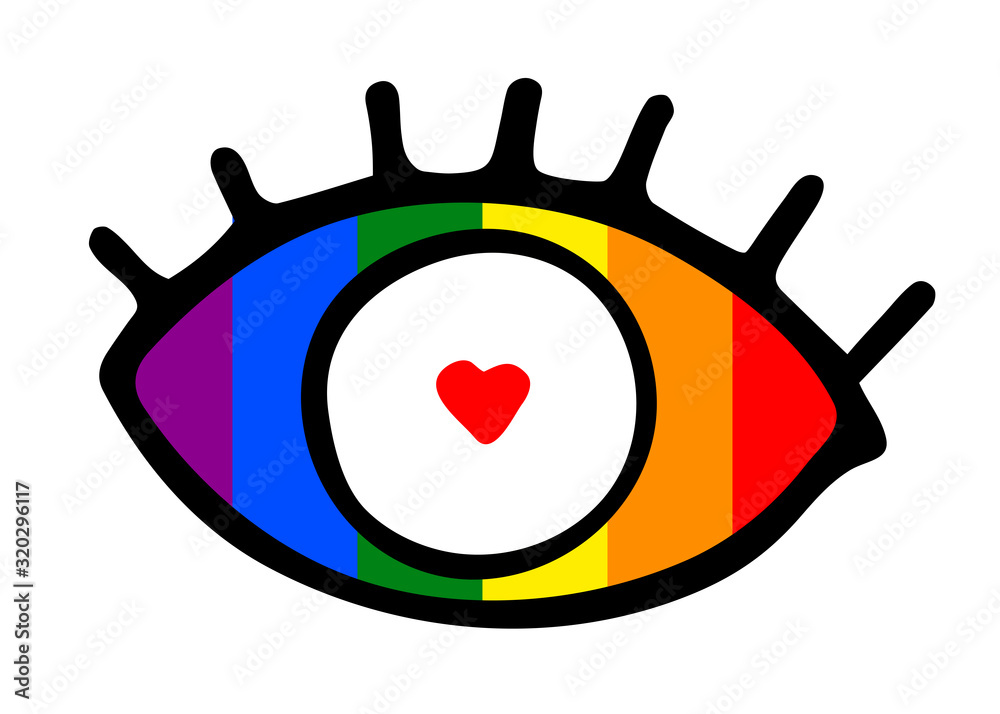 Hand-drawn black outline eye with eyelashes isolated on white ...