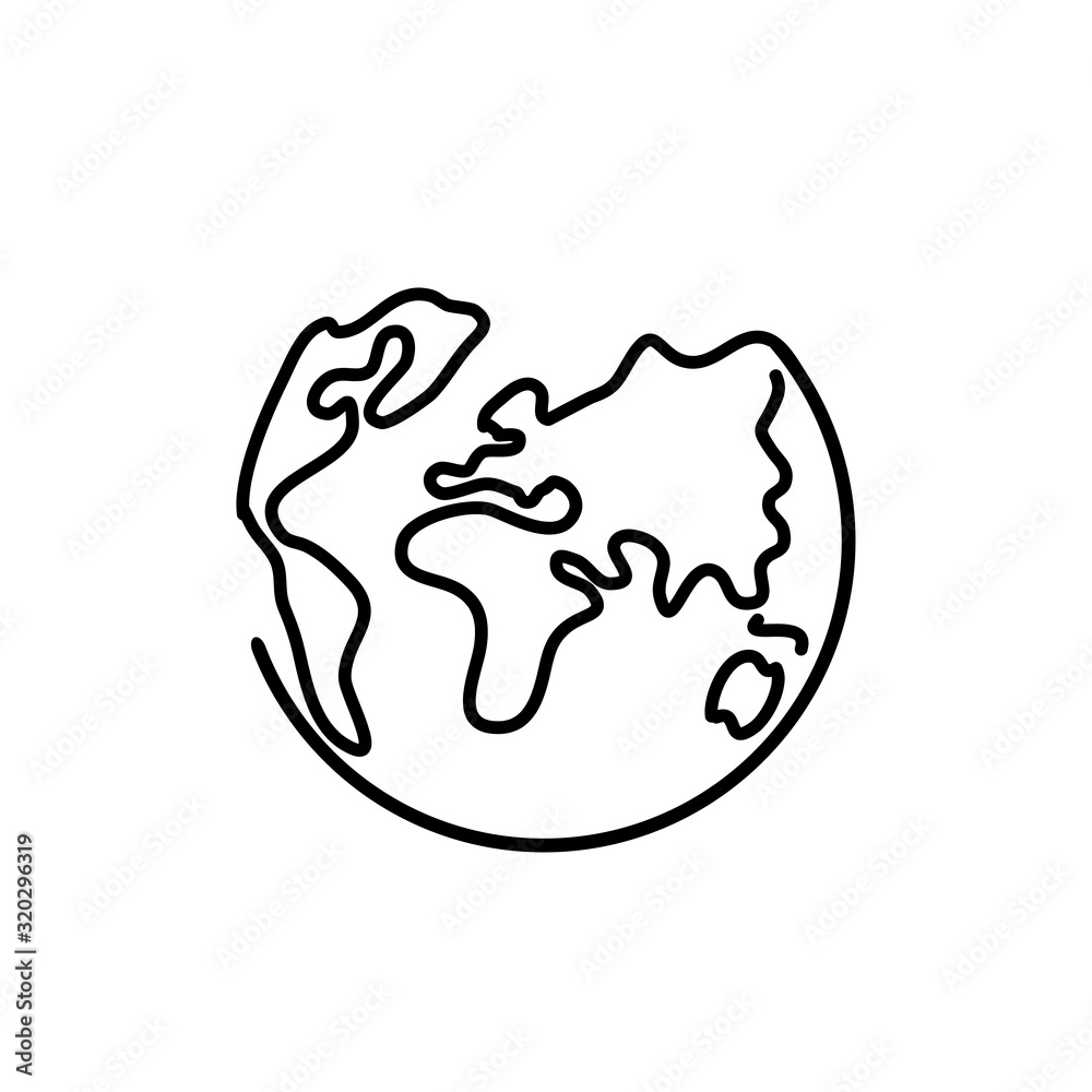 Planet Earth line art - One line style world. Simple modern minimaistic ...