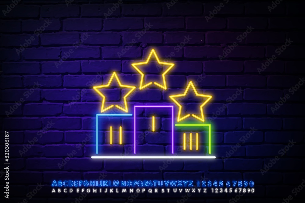 1st, 2nd, 3rd Neon Podium. Neon Pedestal With Gold, Silver, Bronze ...