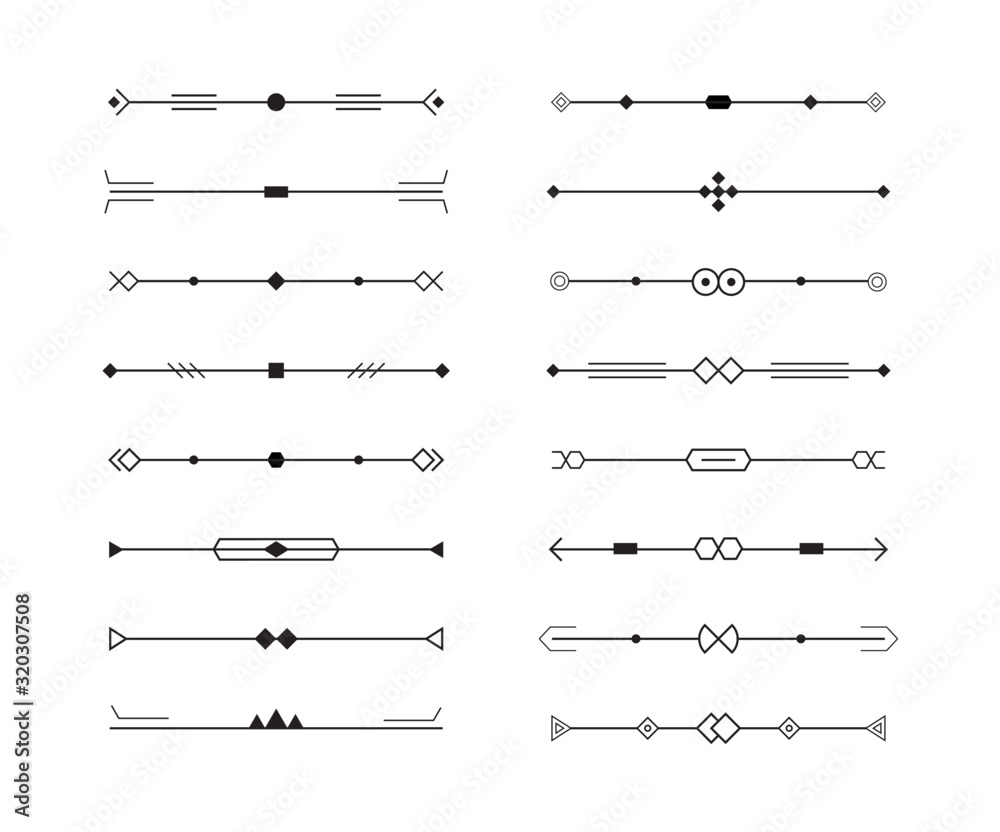 dividers vector set of geometric lines for page decor, art border and ...