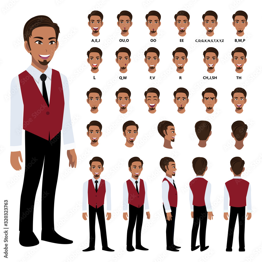 Cartoon character with business man in smart shirt and waistcoat for ...