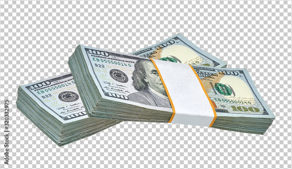 New design dollar bundle on isolated background including clipping path ...