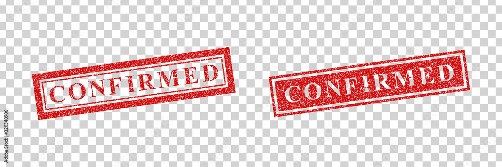 Vetor de Vector realistic isolated red rubber stamp of Confirmed logo ...
