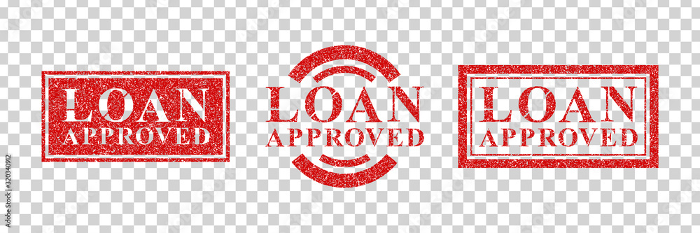 Vector realistic isolated red rubber stamp of Loan Approved logo for ...