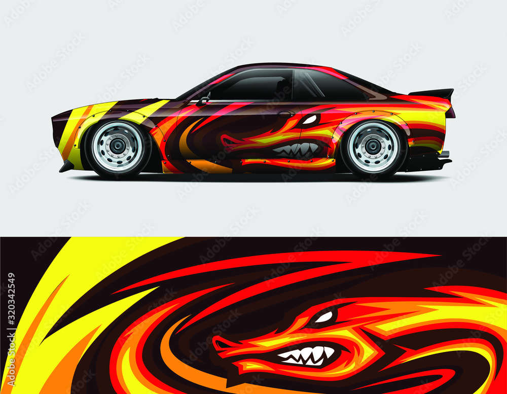 Car decal design vector. Graphic abstract stripe racing background kit ...