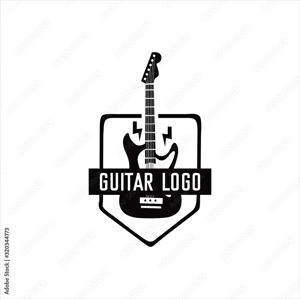 Guitar logo Design Vector Stock Illustration . Guitar Shop Logo . Rock ...