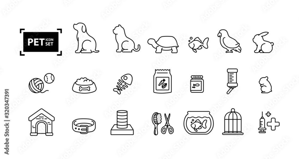 Pet icon line set design Stock Vector | Adobe Stock
