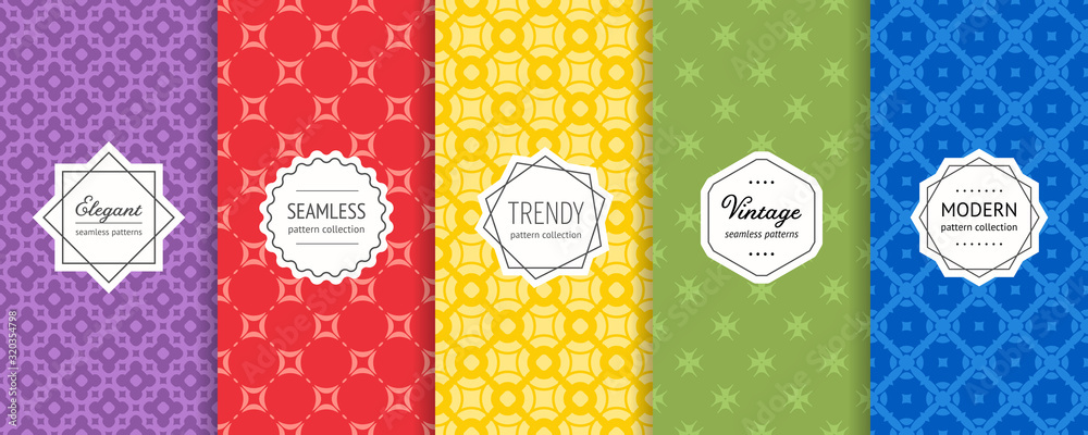 Vector colorful geometric seamless pattern collection. Set of ...