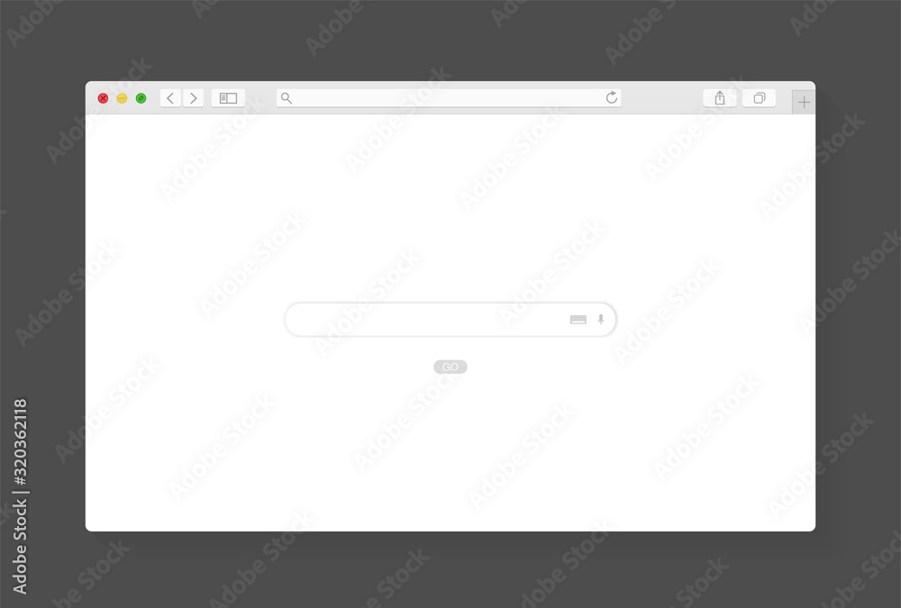 Modern browser window design isolated on dark grey background. Web ...