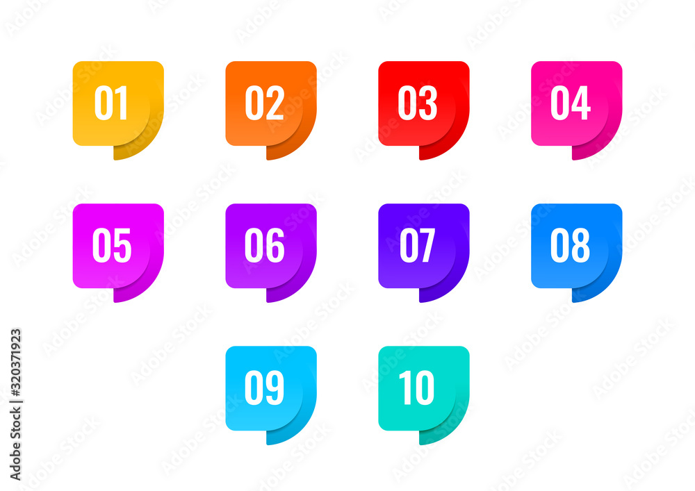 Numbers Bullet Point. Label Set. Vector illustration. Stock Vector ...