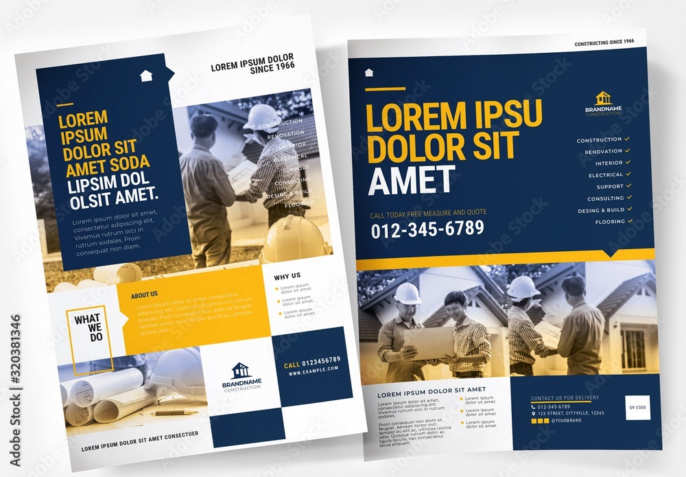 Construction Poster Layout for Handyman Services and Contractors Stock ...