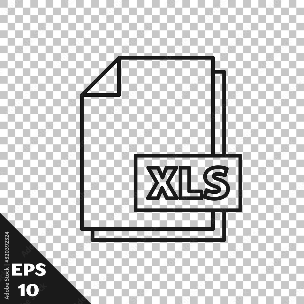 Black line XLS file document. Download xls button icon isolated on ... Black line XLS file document. Download xls button icon isolated on ...