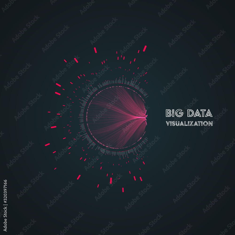 Big data abstract conceptual background. Data visualisation with dots ...