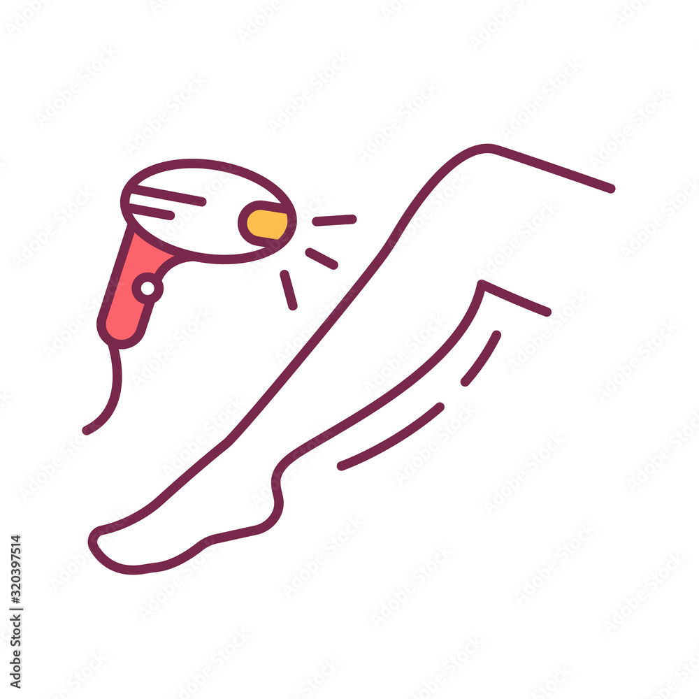 Laser hair removal color line icon. Device for hair removal by means of ...