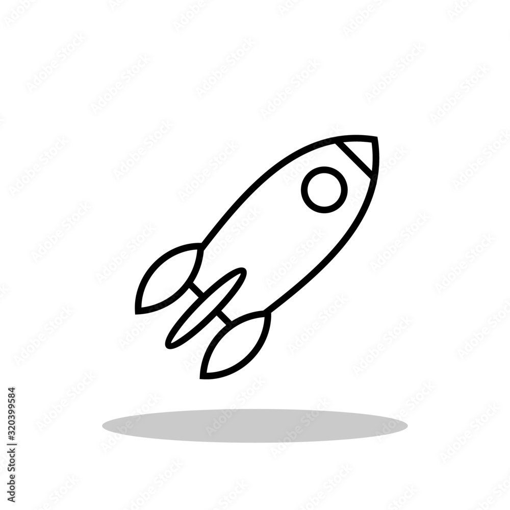 Startup icon in flat style. Company launch symbol for your web site ...