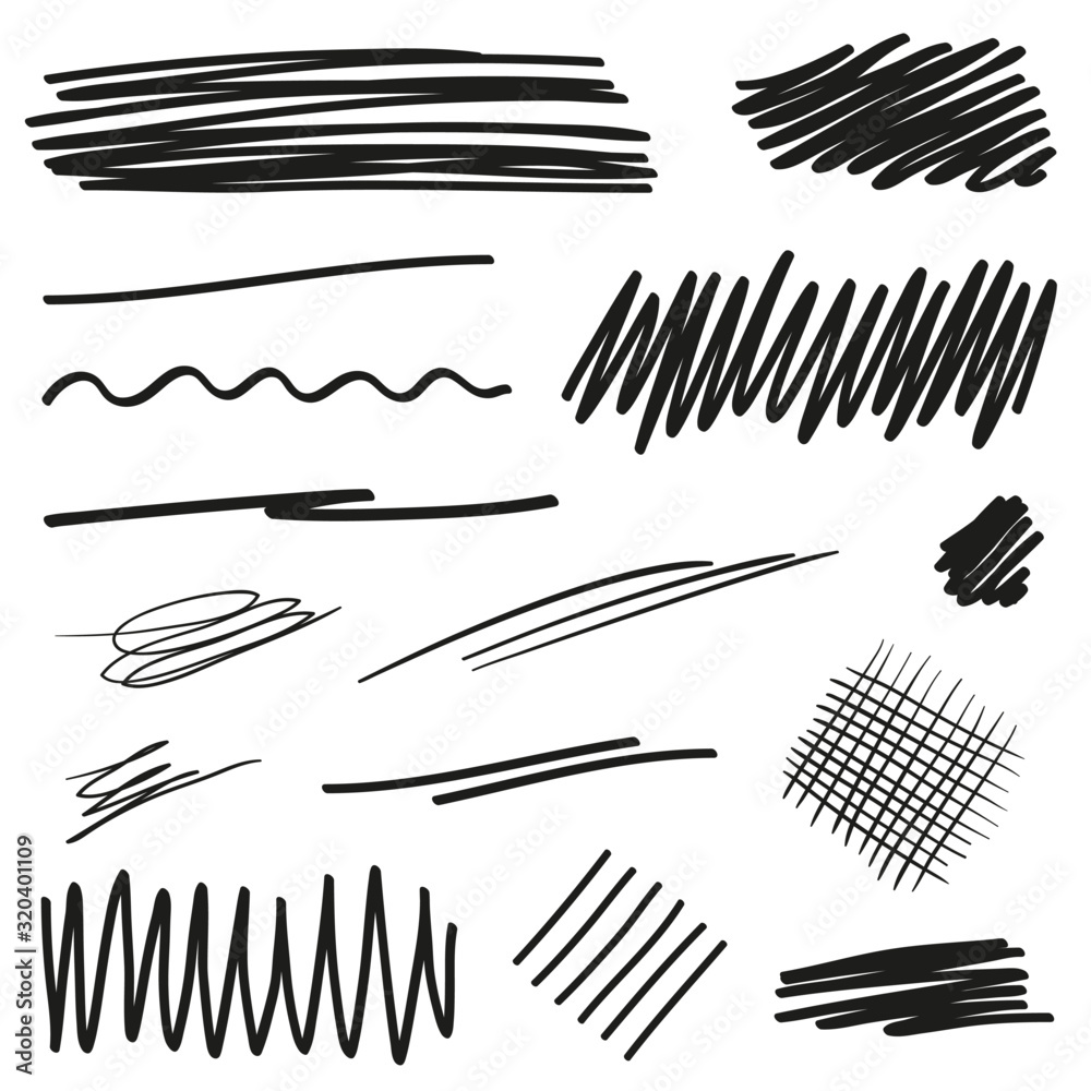 Hand drawn underline on white. Abstract underlines with array of lines ...