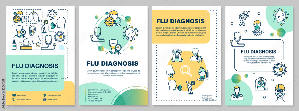 Flu diagnosis brochure template. Doctor visit. Patient treatment. Flyer ...