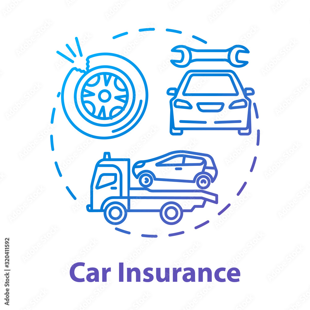 Vetor de Car insurance concept icon. Auto wreck. Collision damage ...