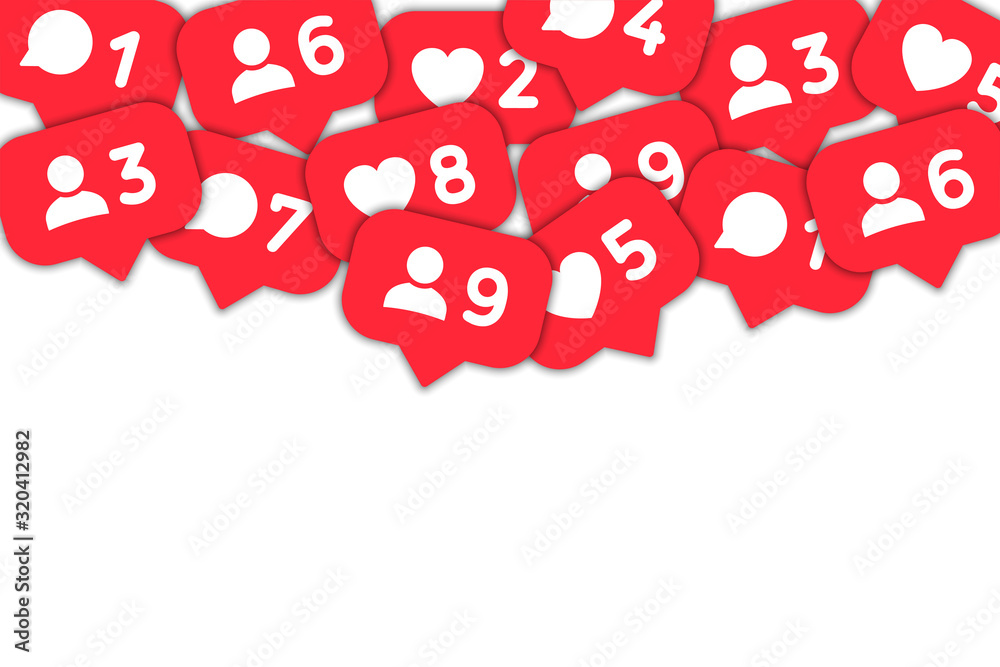 Follower notification background. Social network signs. Social media ...