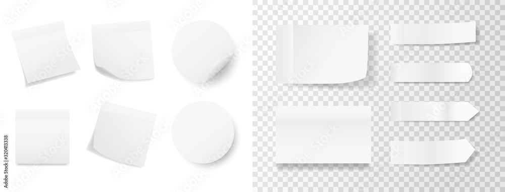 White sticker set on transparent and white background. Realistic ...