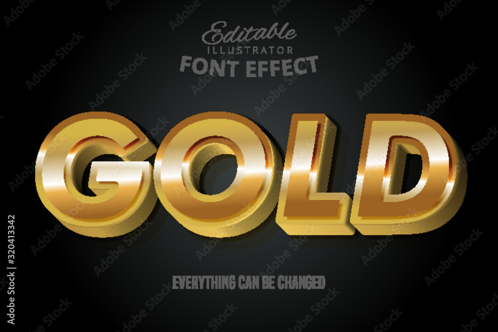 Metallic gold text effect, shiny gold alphabet style Stock Vector ...
