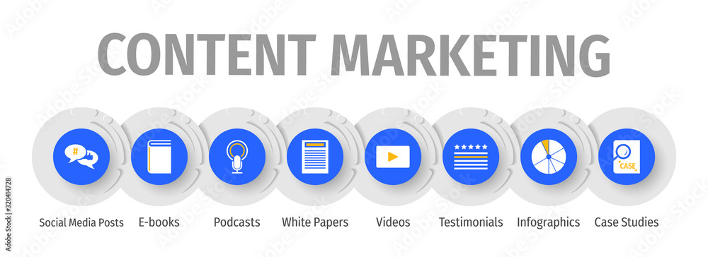 Content Marketing Flat Vector Icons. Content Marketing Vector ...