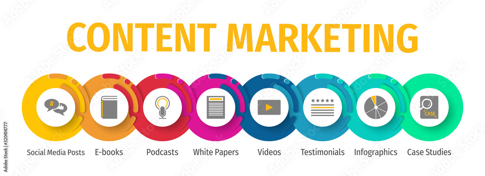 Content Marketing Flat Vector Icons. Content Marketing Vector ...