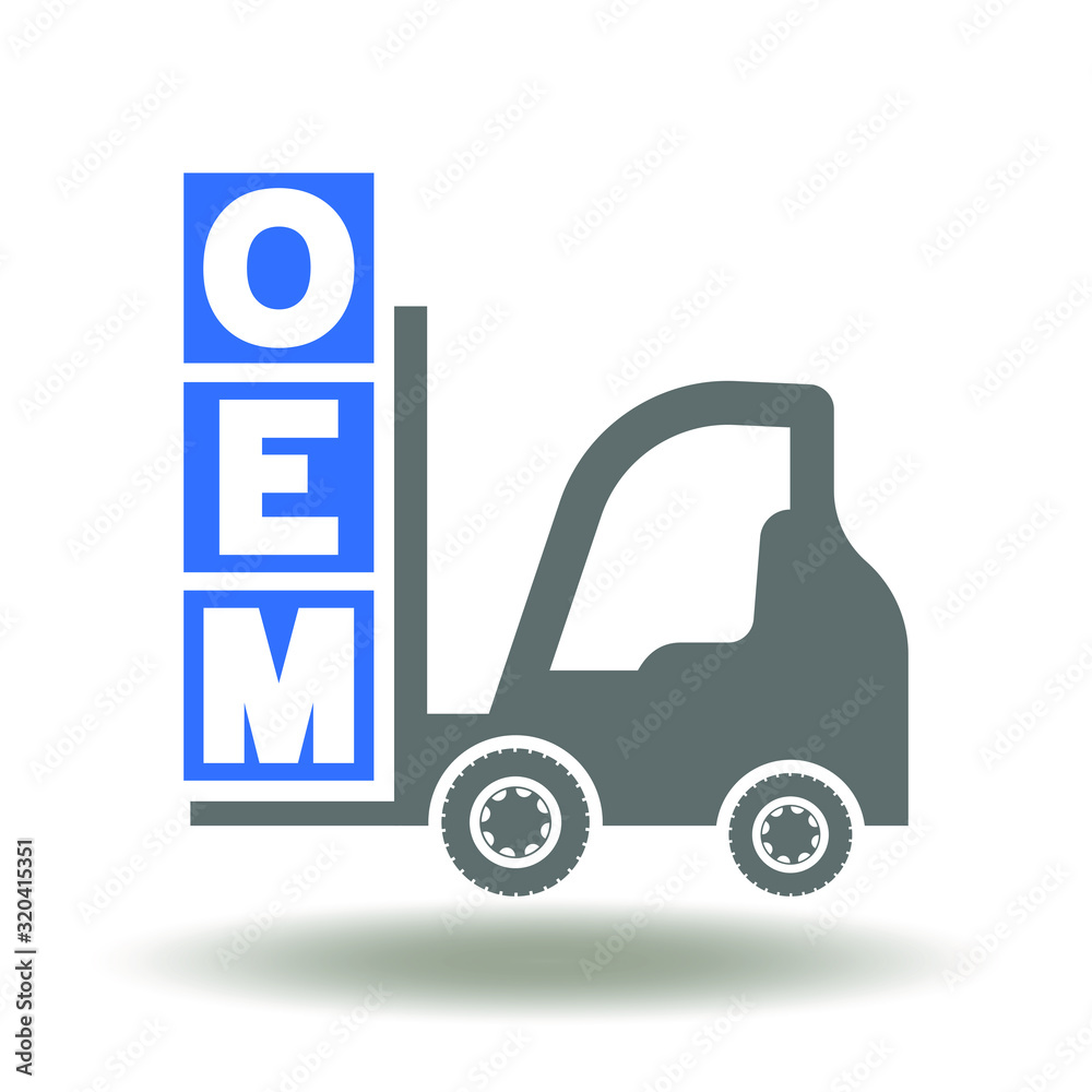 Forklift OEM Boxes Icon Vector. Original Equipment Manufacturing ...