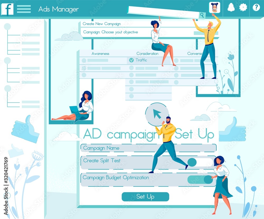 Setting Up Ads Manager Account from Personal Page Stock Vector | Adobe ...