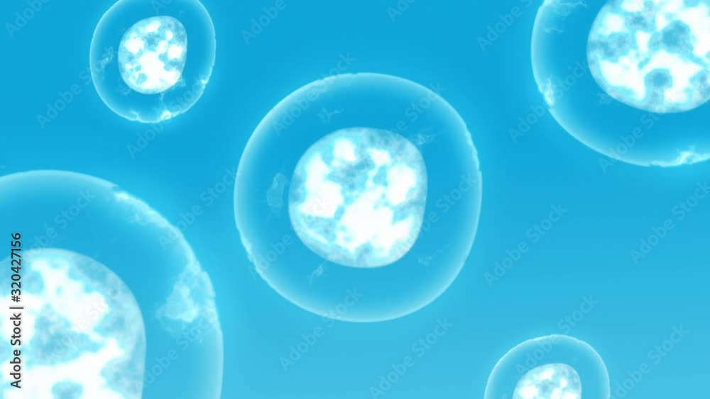 Floating multiple cells visualization. Laboratory research or ...
