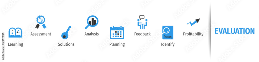 Evaluation Flat Vector Icons. Evaluation Vector Background with Icons ...