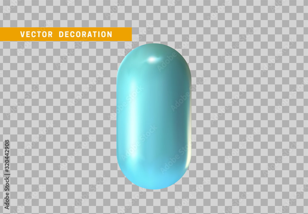 3d shape isolated blue capsule on transparent background Stock Vector ...