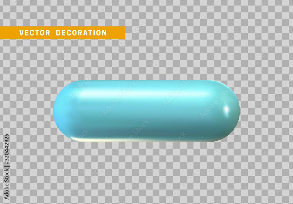 3d shape isolated blue capsule on transparent background Stock Vector ...