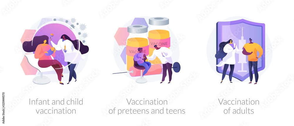 Vaccine-preventable diseases abstract concept vector illustration set ...