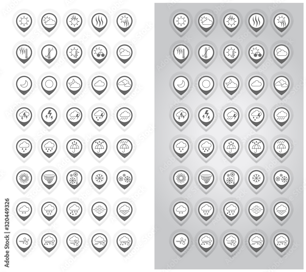 Weather Icon Set.Icons that can use extrude effects on various ...