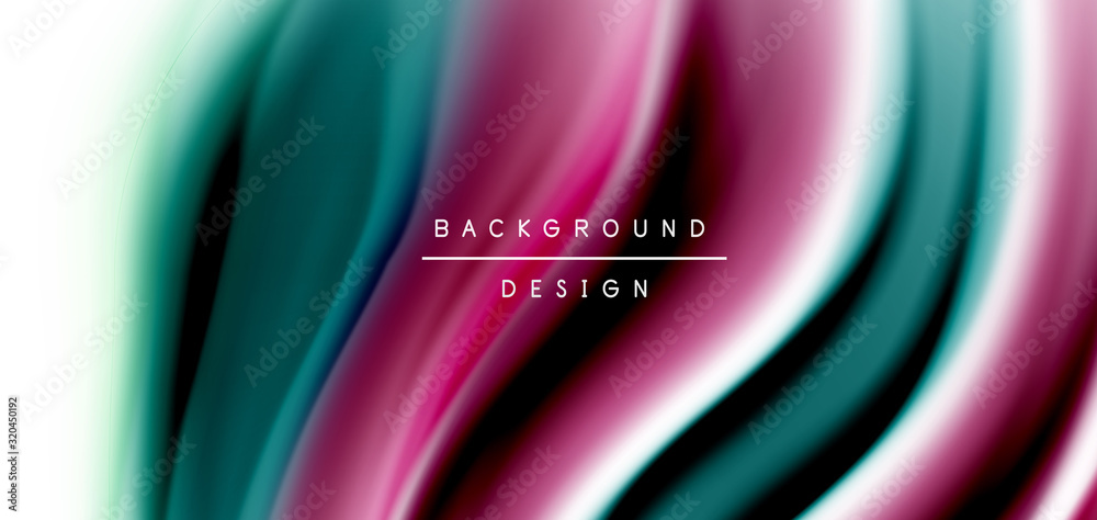 Silk smooth lines on white, liquid fluid color waves. Vector ...
