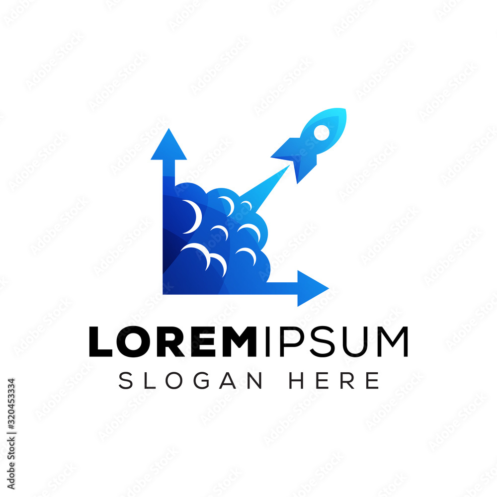business performance rocket logo, rocket launch with arrow logo ...