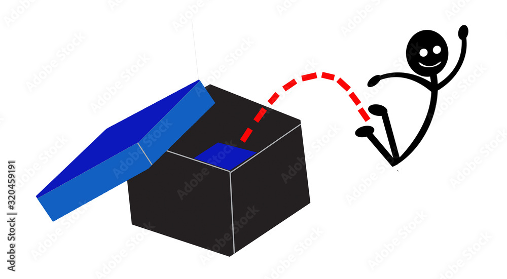 Concept Image, Jump Out of the Box, Stick Figure Jumping Out Stock ...
