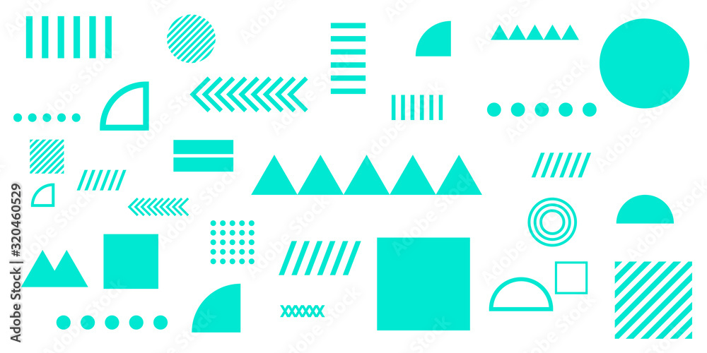 Green tosca background memphis geometric shapes vector illustration ...