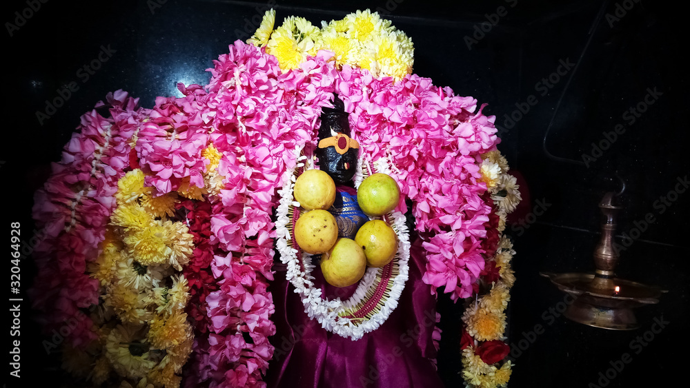 Sri Durgai Amman statue with the most beautiful decorated with flowers ...