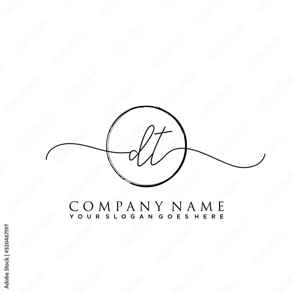 Initial letter DT Signature handwriting Logo Vector Stock Vector ...
