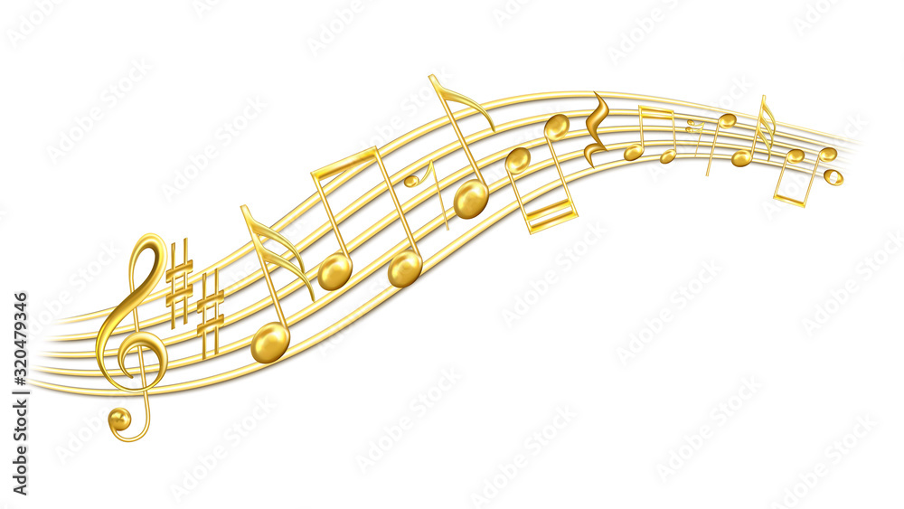 Music Melody Notes, Treble Clef And Sharp Vector. Minim And Crotchet ...